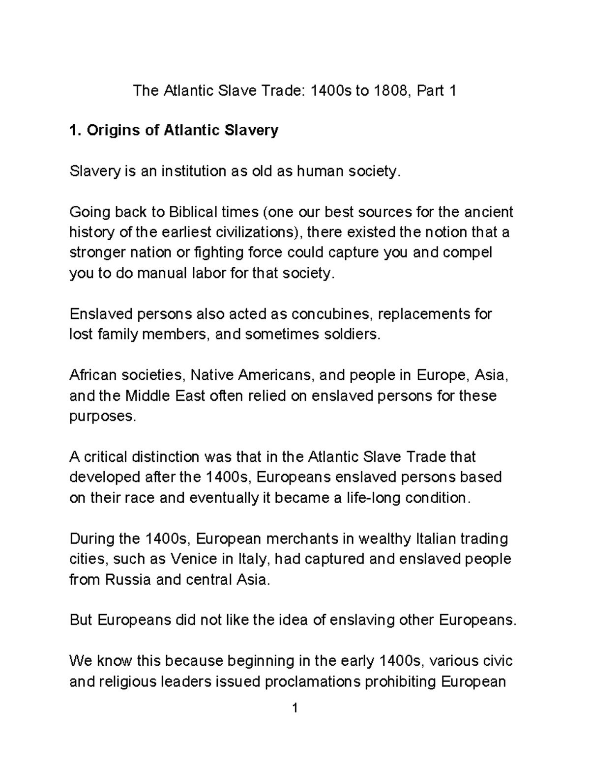 9. The Atlantic Slave Trade Part 1 - The Atlantic Slave Trade: 1400s to ...