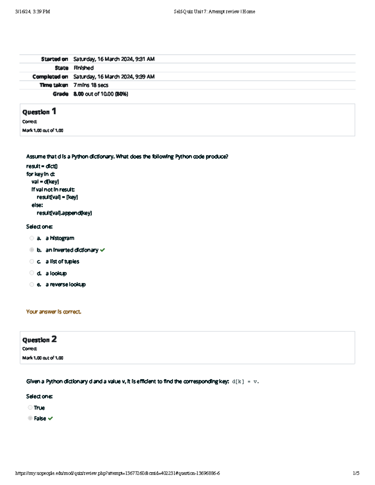 Self Quiz Unit 7 Attempt Review Home Started On Saturday 16 March 2024 9 31 Am State