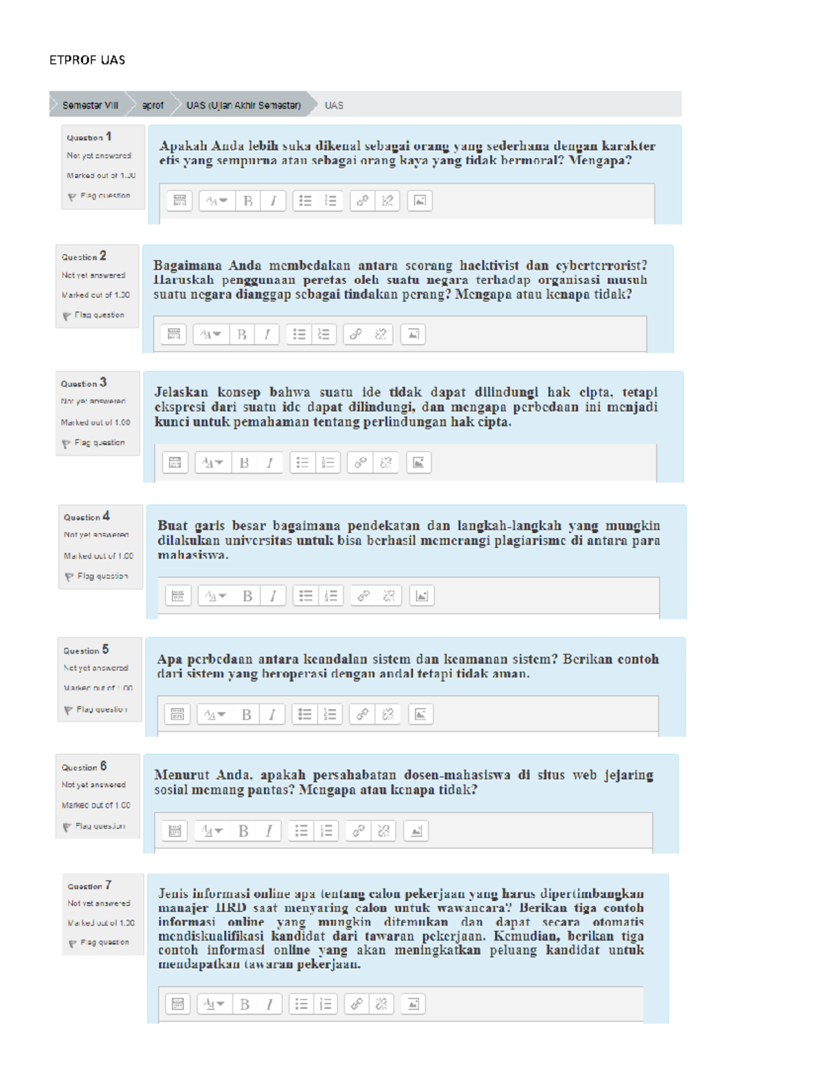 Etprof UAS - Tugas Individu - Professional Ethics/ Etika Profesi - ETPROF UAS - Studocu
