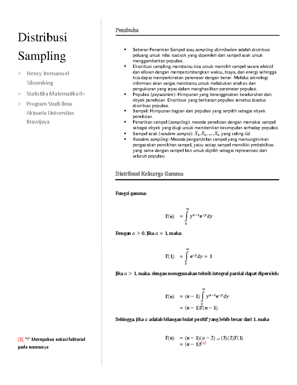 Distribusi Keluarga Gamma - Pembuka Sebaran Penarikan Sampel atau ...