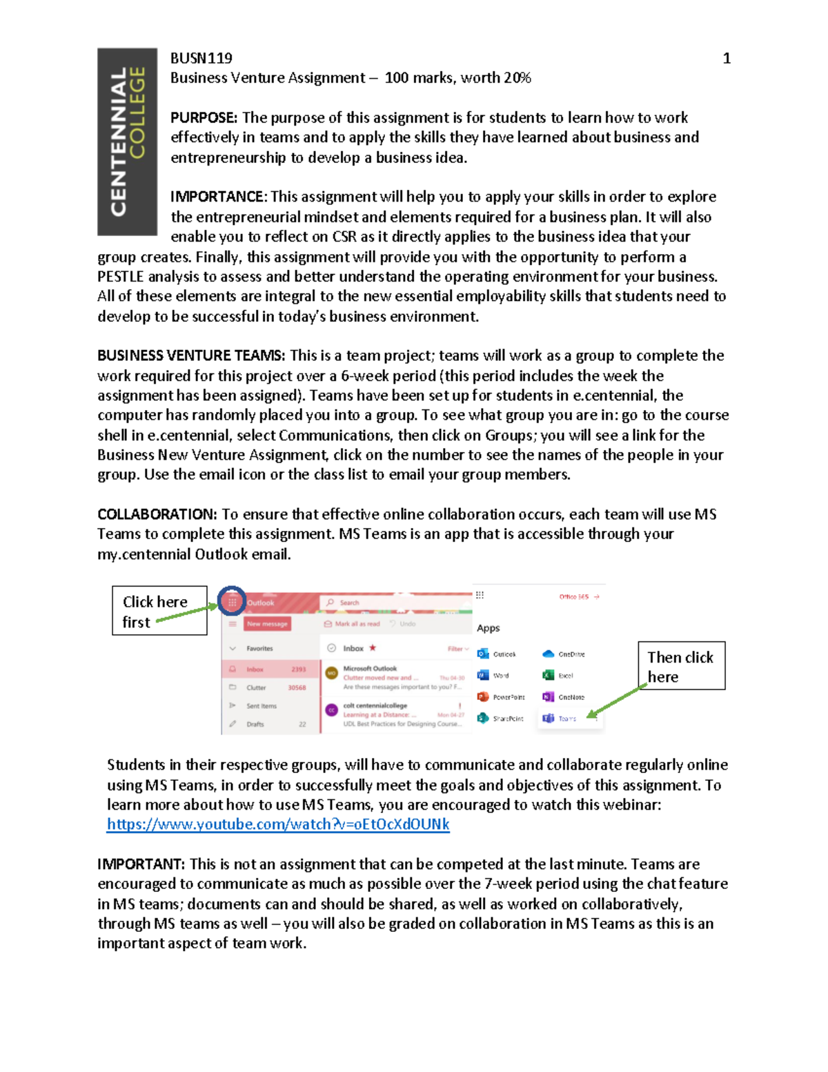 Business Venture Assignment BUSN119 S20 Updated[ 86486 ] - Business ...