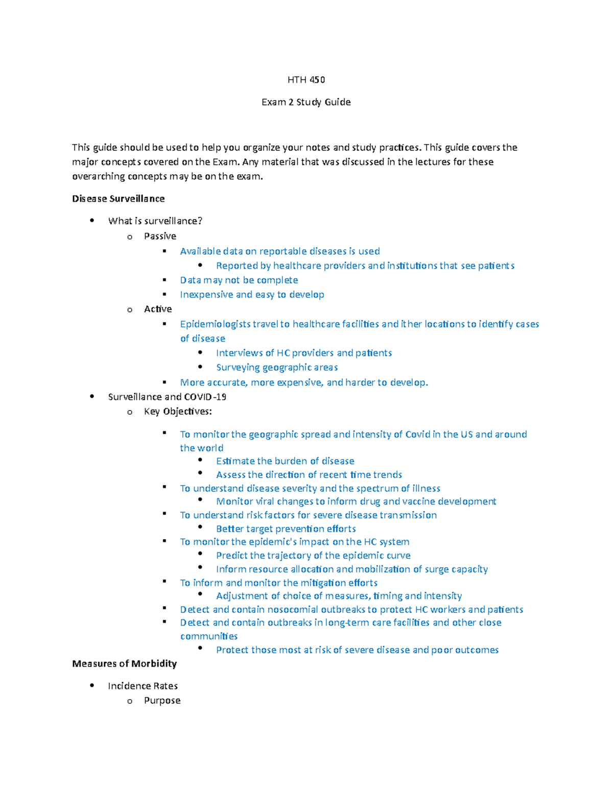 HTH 450 Exam 2 Study Guide - HTH 450 Exam 2 Study Guide This guide ...
