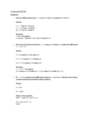 [Solved] Give an example of a linear differential equation of the second - Introduction to ...