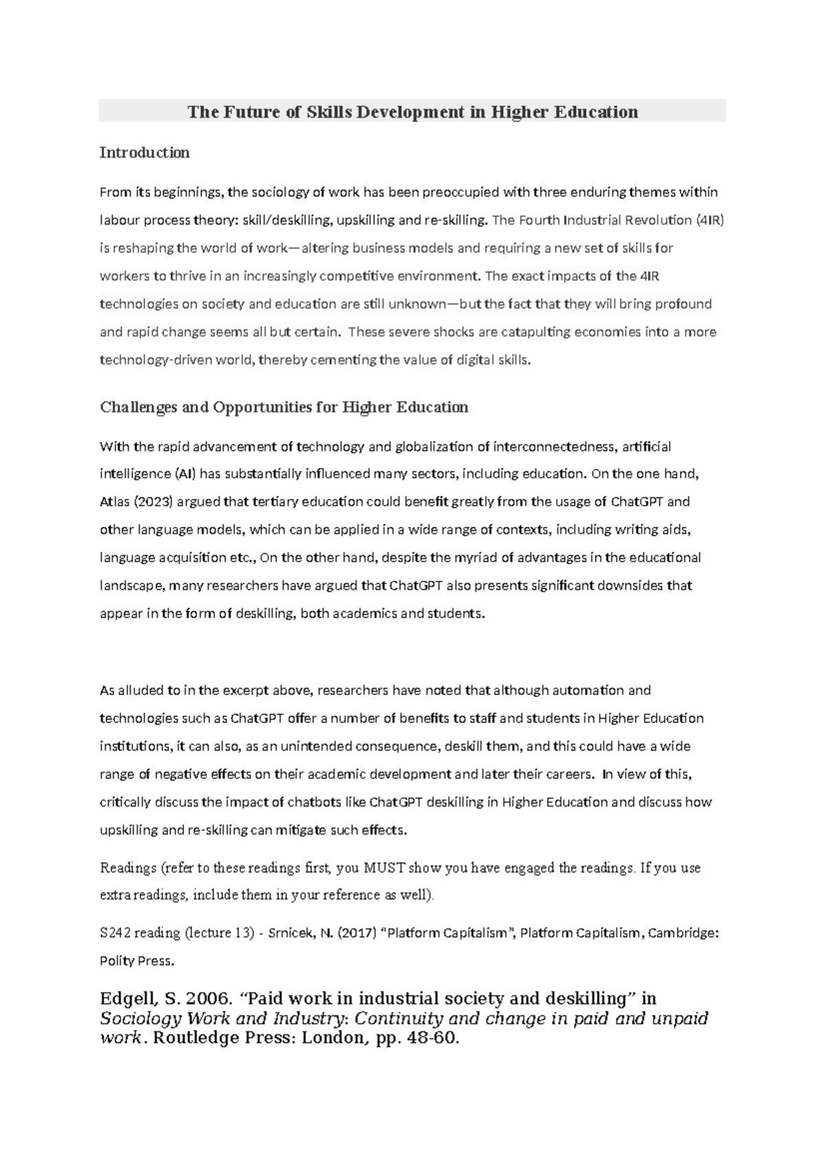 Long Essay Instructions (word doc) - The Future of Skills Development ...