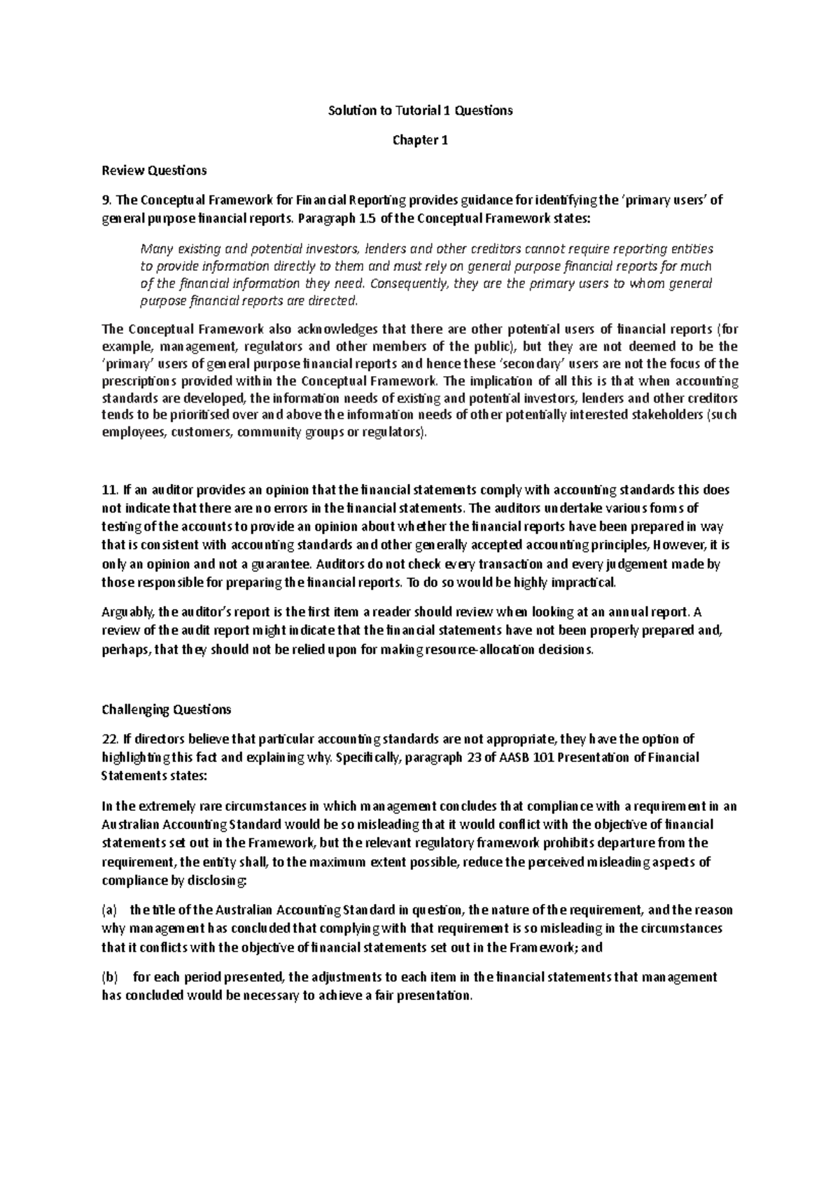 Solution to tutorial 1 Questions - Solution to Tutorial 1 Questions ...