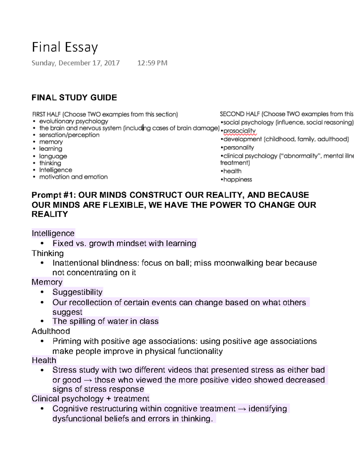 Final Essay Brainstorming - Final Essay Sunday, December 17, 2017 12:59 ...