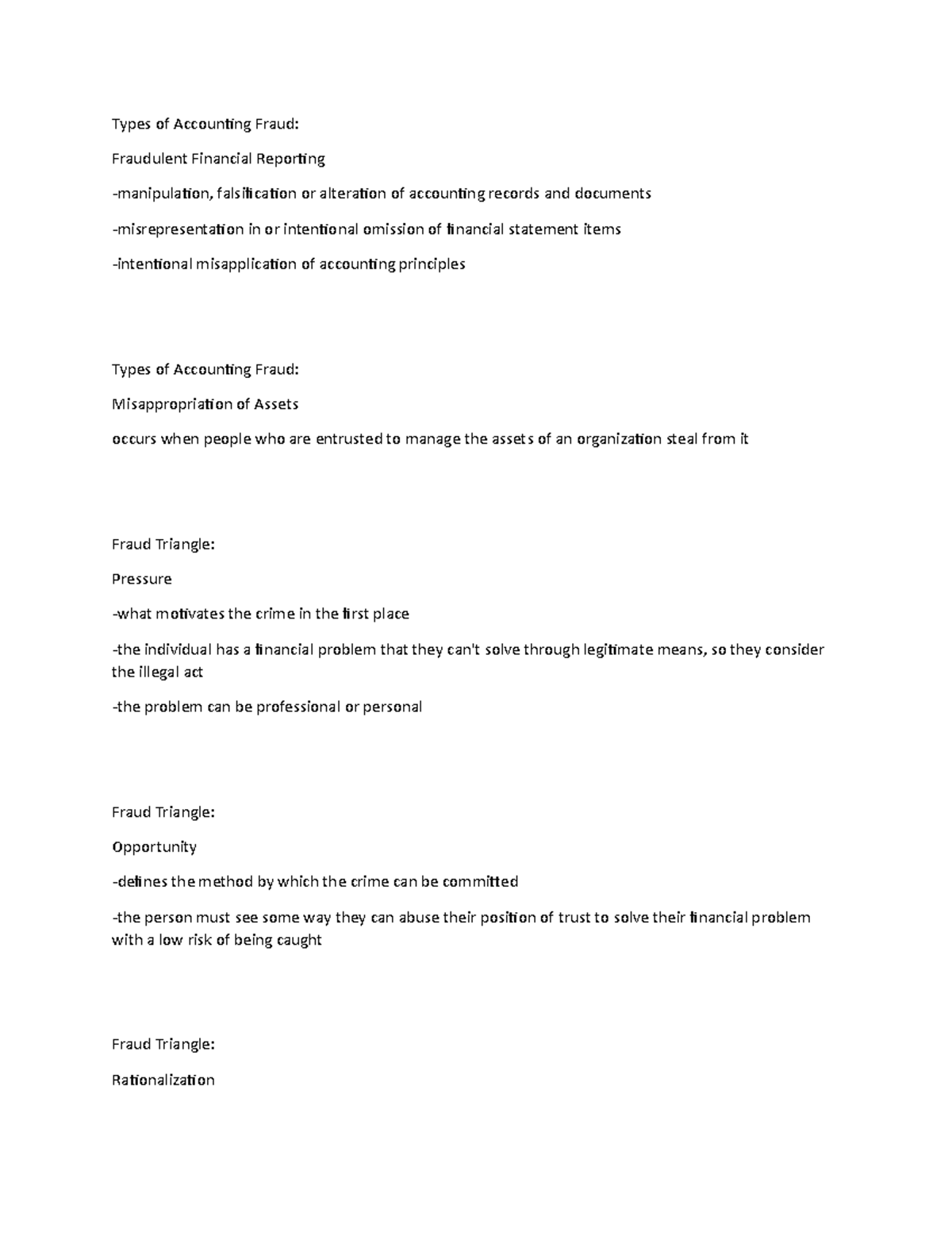 Accounting 205 document 7 - Types of Accounting Fraud: Fraudulent ...