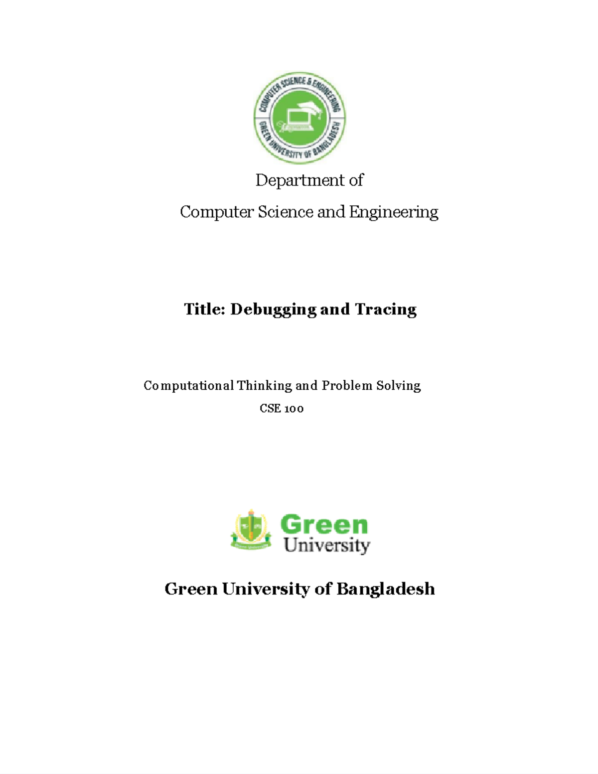 Lab Manual 10 - Department of Computer Science and Engineering Title ...
