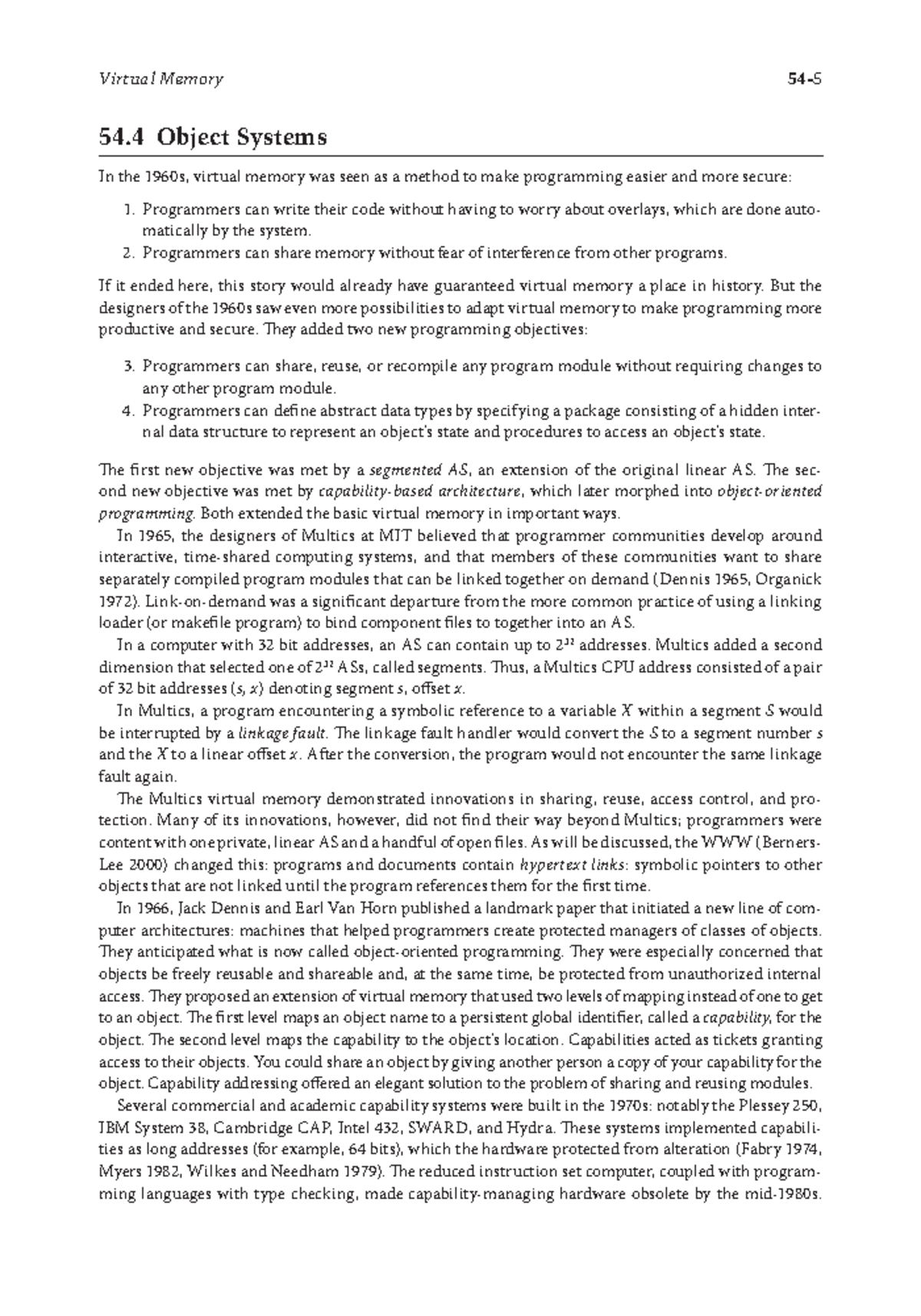 Computing Handbook Cse 85 Virtual Memory 54 5 54 Object Systems In