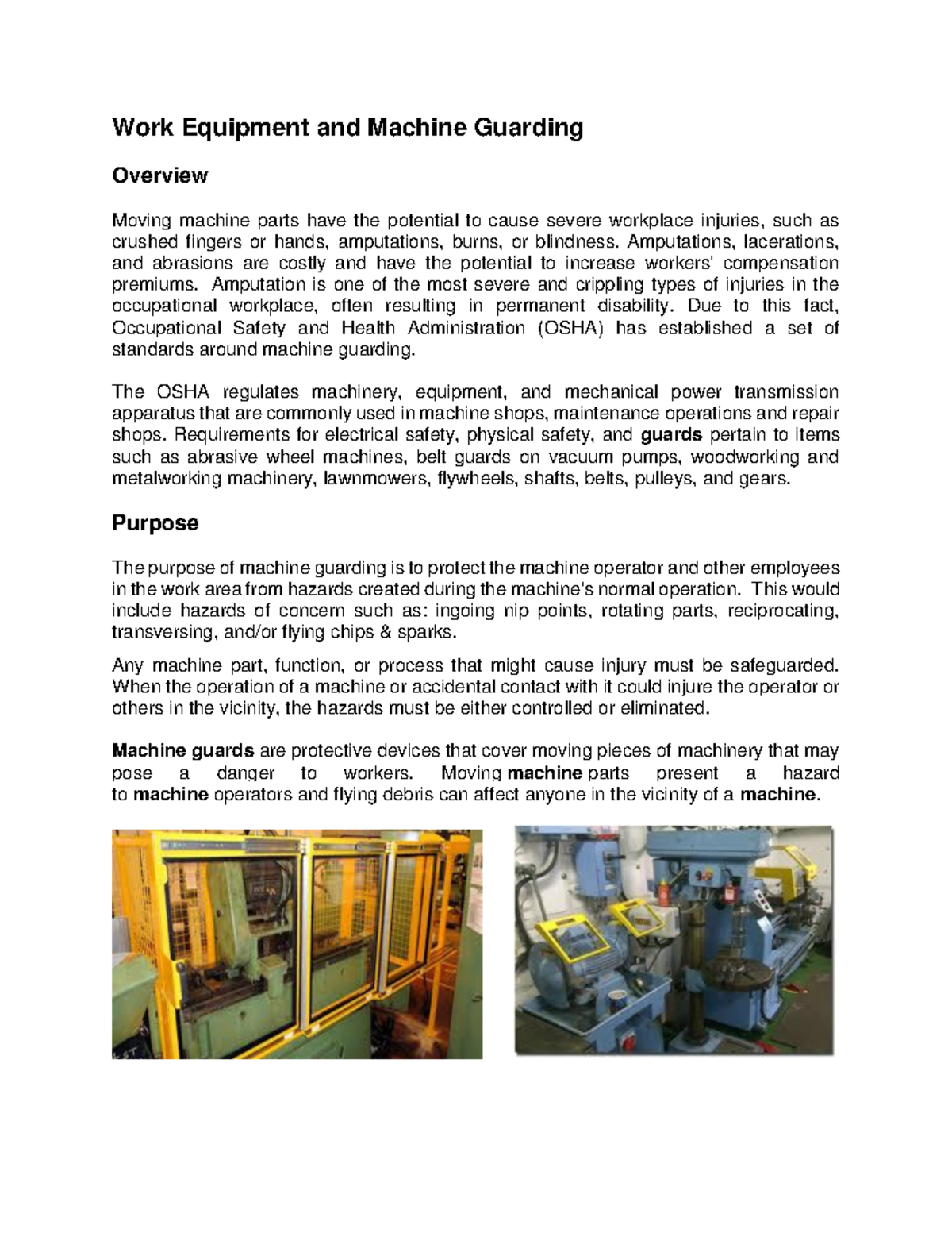 Module 2 Cont. (Work Equipment, Machine Guarding and PPE) - Work ...