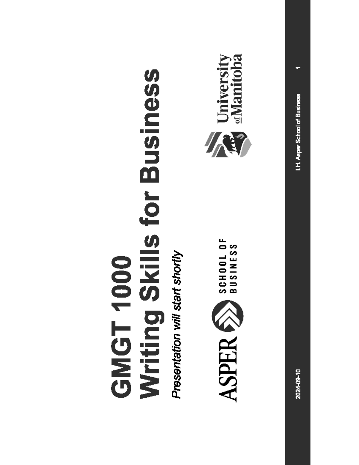 W1 - WEEK 1 - GMGT Writing Skills for Business Presentation will start ...