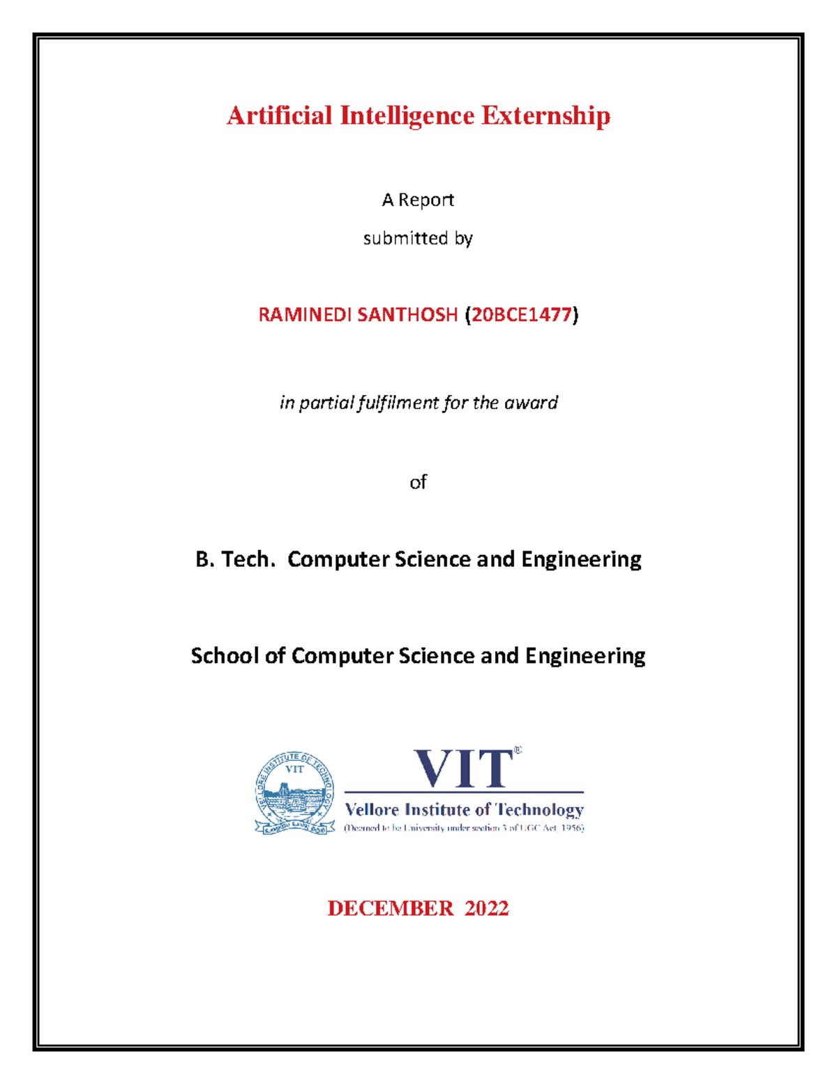 20BCE1477 Internship Report - Artificial Intelligence Externship A ...