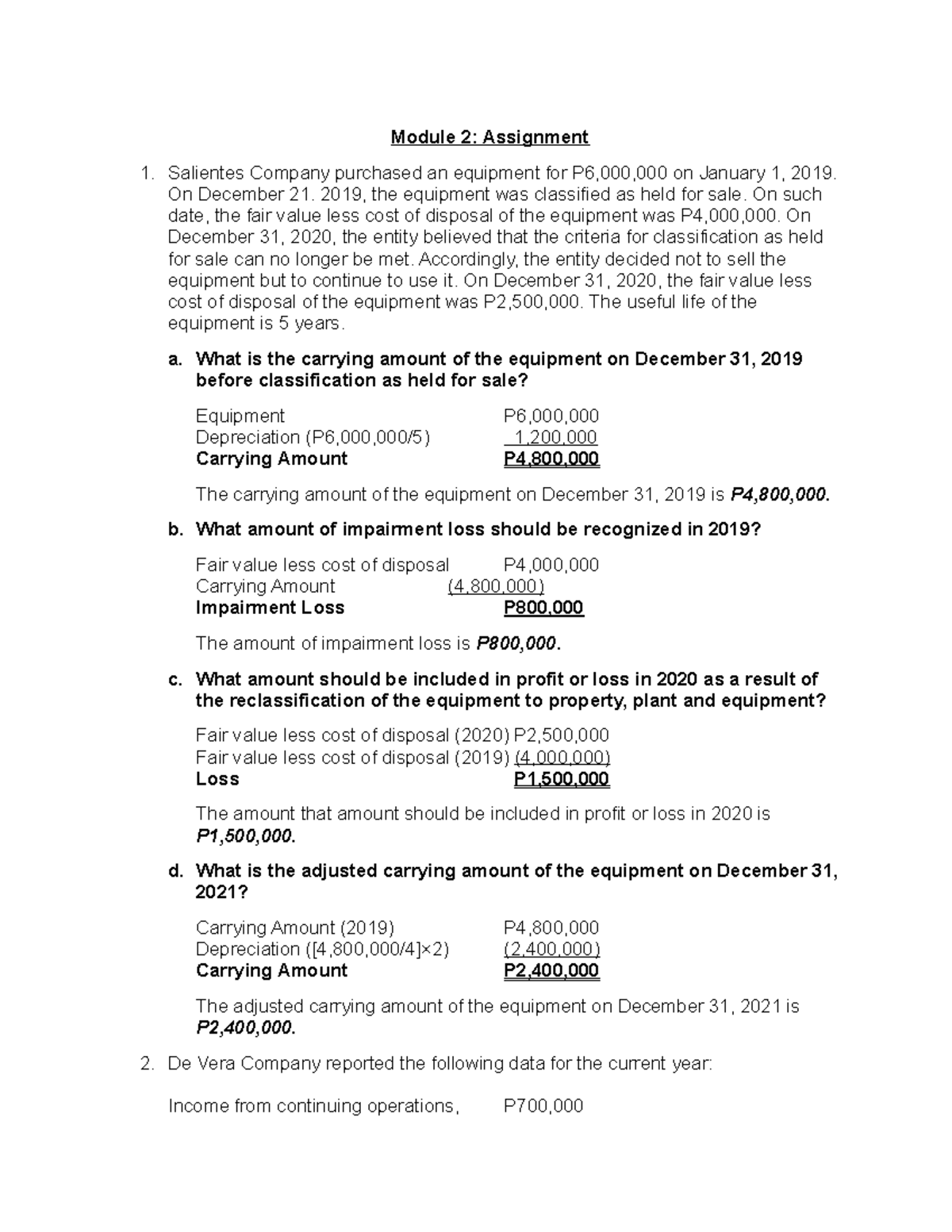 Module 2 - Assignment - Intermediate Accounting 3. - Module 2 ...