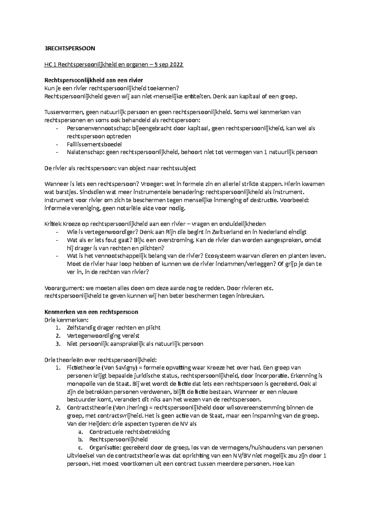HC Rechtspersoon - 3RECHTSPERSOON HC 1 Rechtspersoonlijkheid en organen ...