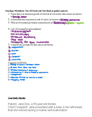M.S Patient Worksheet - Notes - HOLY FAMILY UNIVERSITY SCHOOL OF ...
