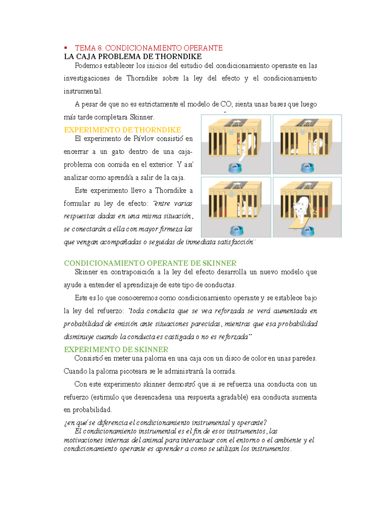 TEMA 8. Condicionamiento Operante - § TEMA 8. CONDICIONAMIENTO OPERANTE ...