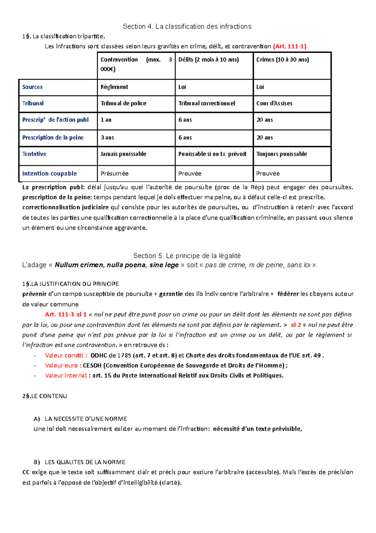 Révision pénal - revision - Section 4. La classification des ...