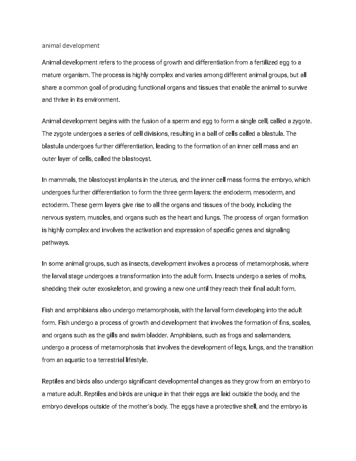 Animal development - animal development Animal development refers to ...