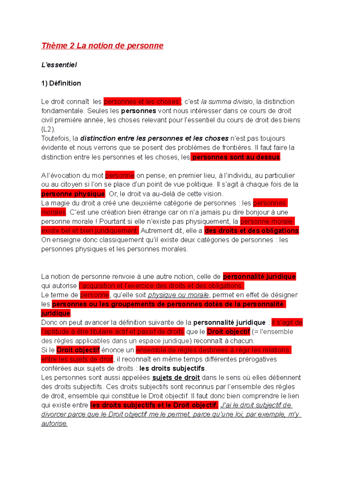 Lessentiel th 2 - cours - Thème 2 La notion de personne L’essentiel ...