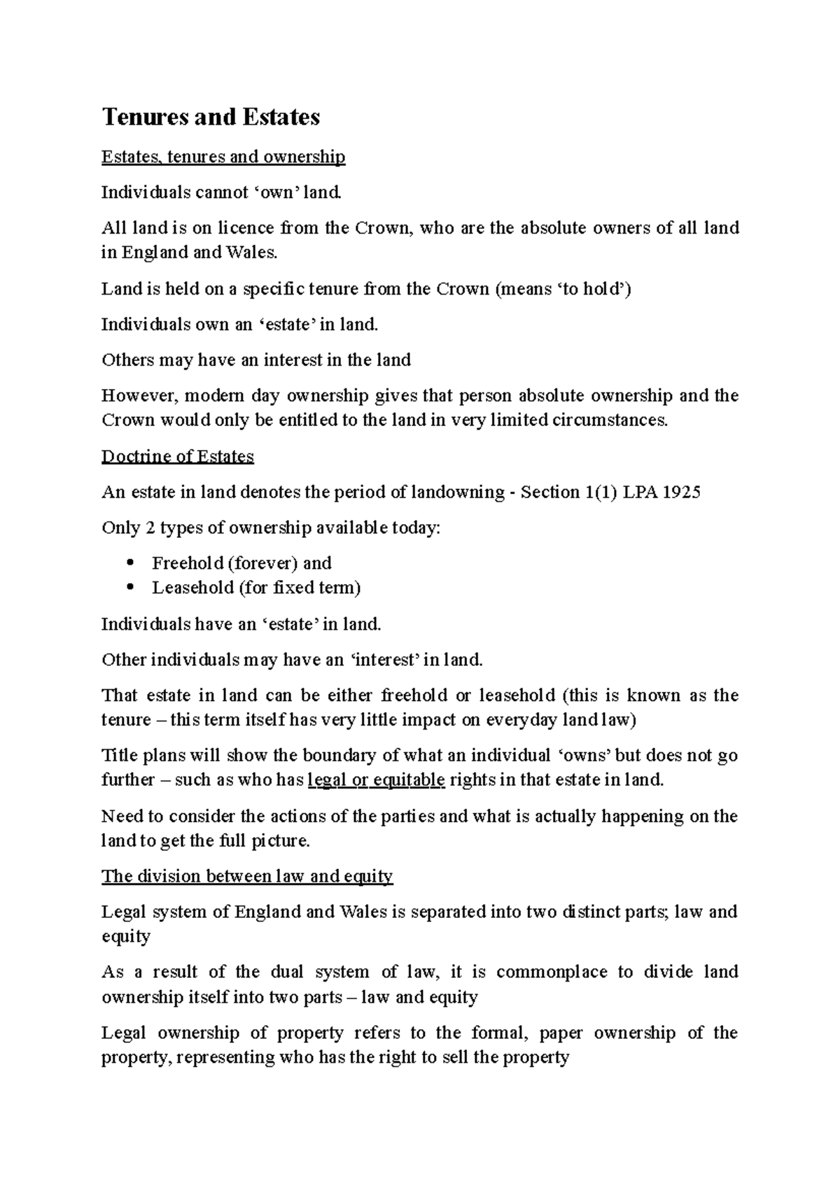 Tenures and Estates - landlaw - Tenures and Estates Estates, tenures ...