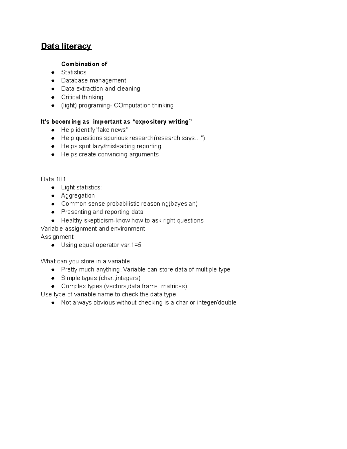 Data 101 - Aman - Data literacy Combination of Statistics Database ...