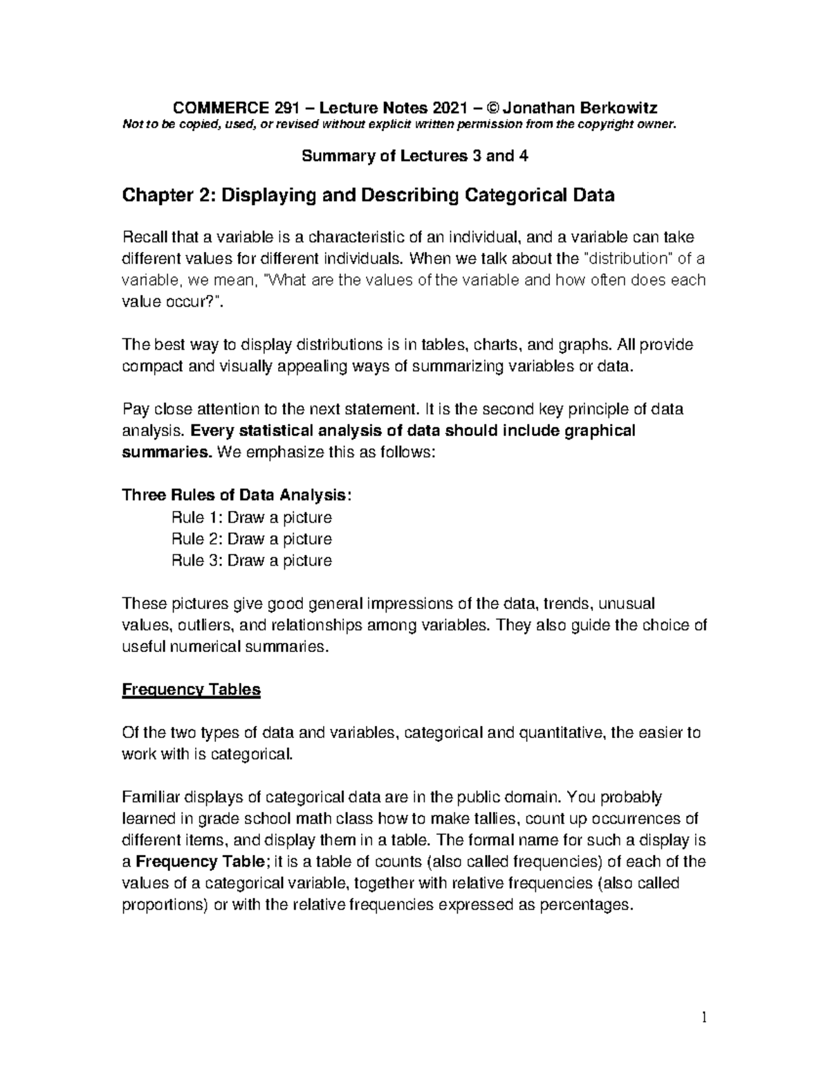 C291 2021(2020W2) Lectures 3 4 - COMMERCE 291 3 Lecture Notes 2021 3 ...