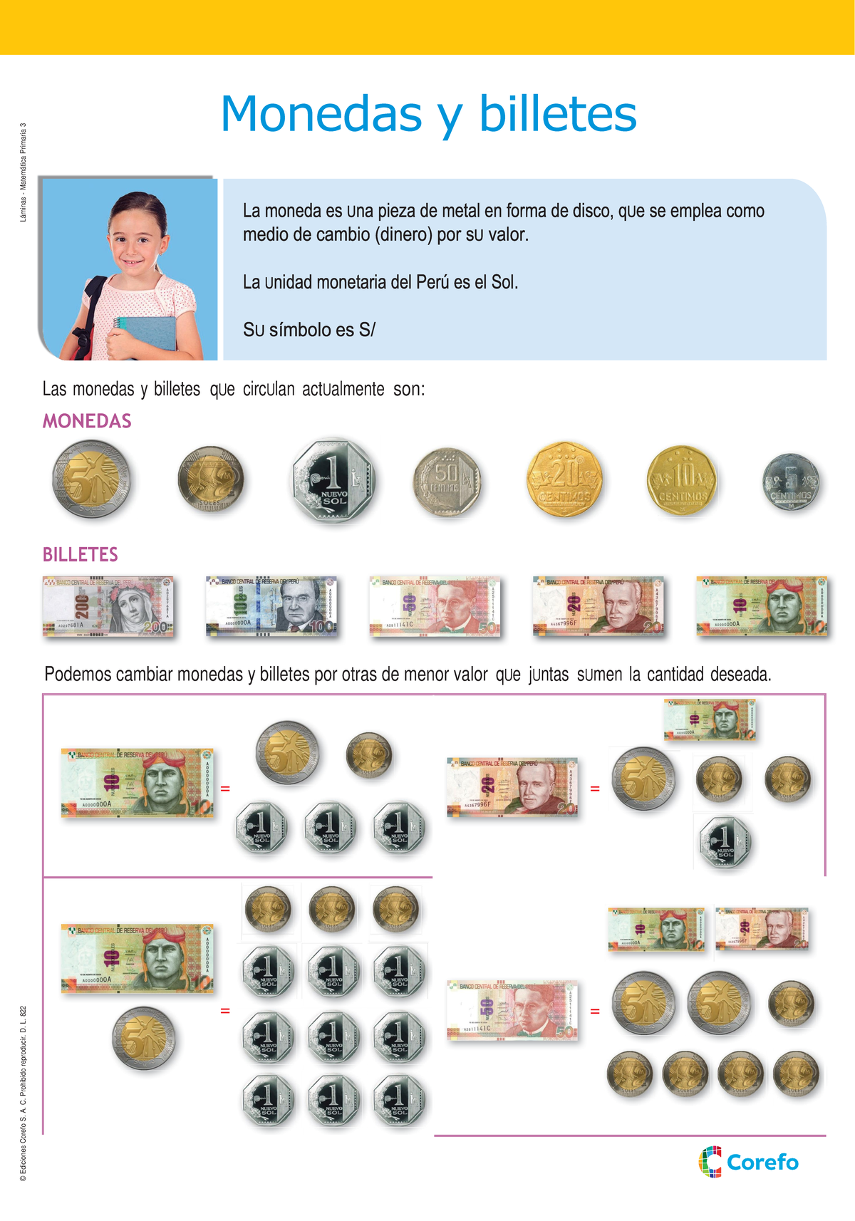 Lamina Monedas y billetes - Matematicas - Monedas y billetes Las ...