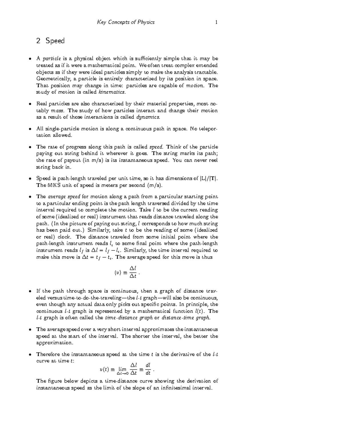 Kc2-speed - Prof. Brown - Key Concepts of Physics 1 2 Speed Aparticleis ...