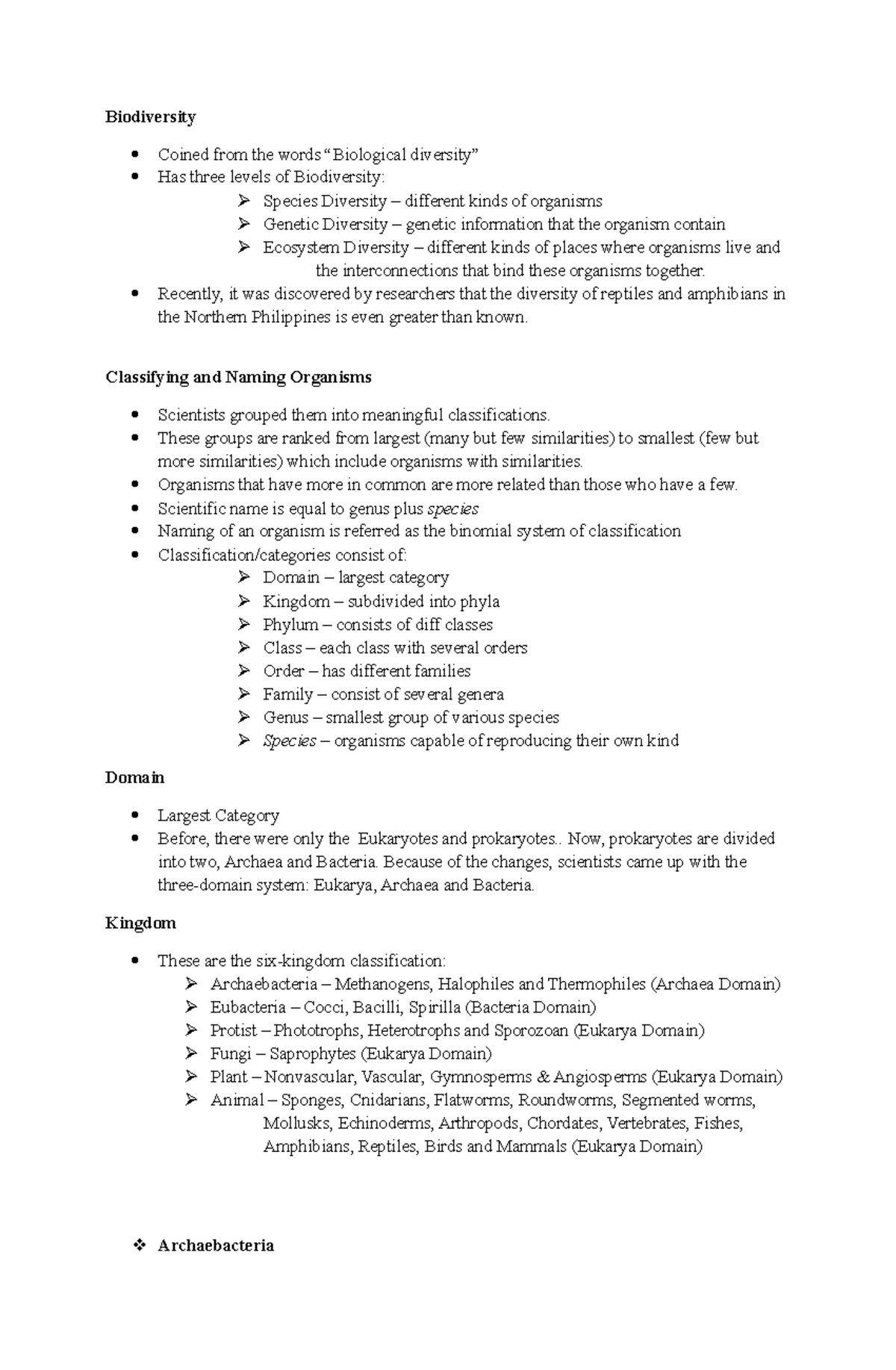 Biological diversity notes - Biodiversity Coined from the words ...
