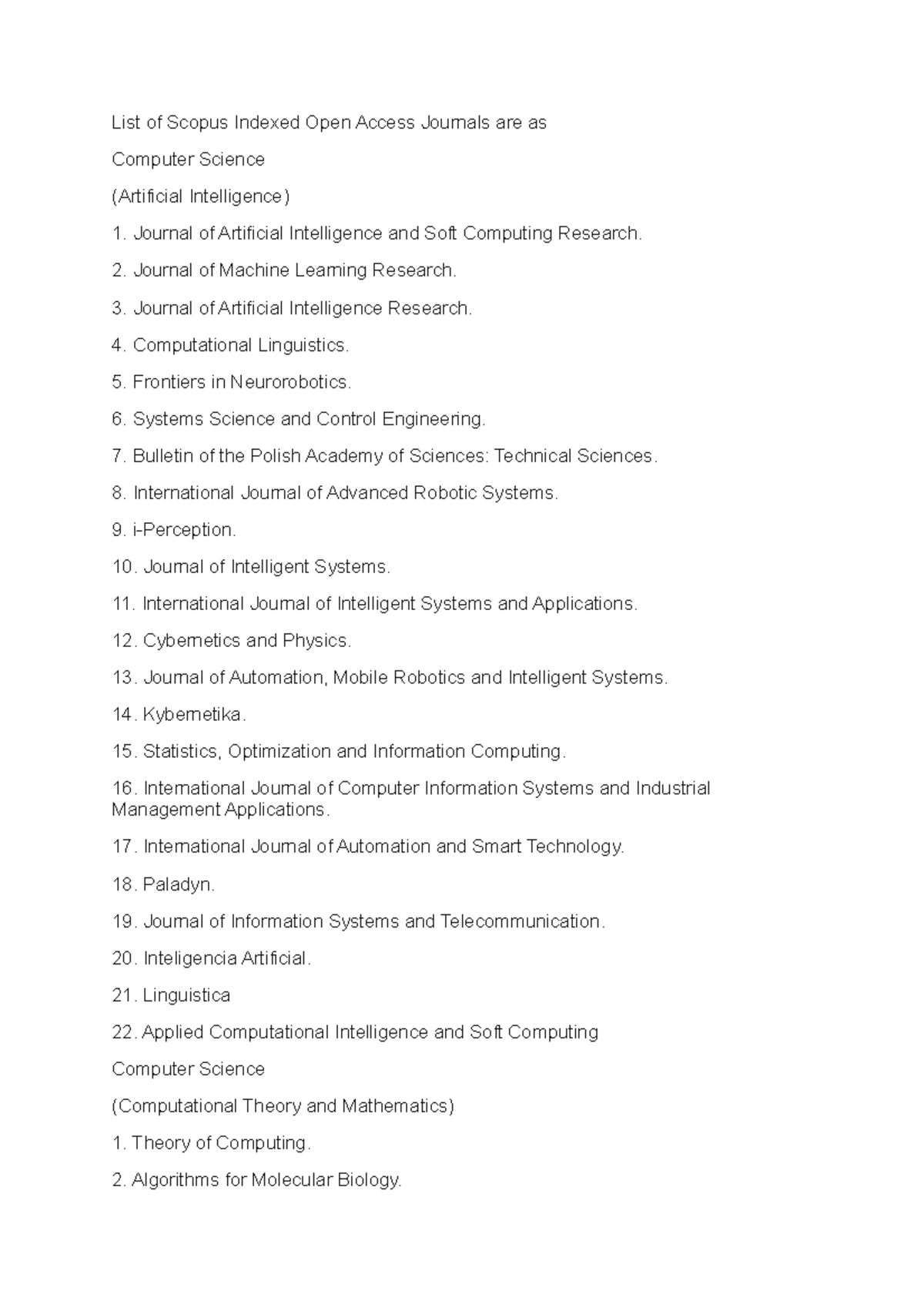List of Scopus Indexed Open Access Journals - Journal of Machine ...