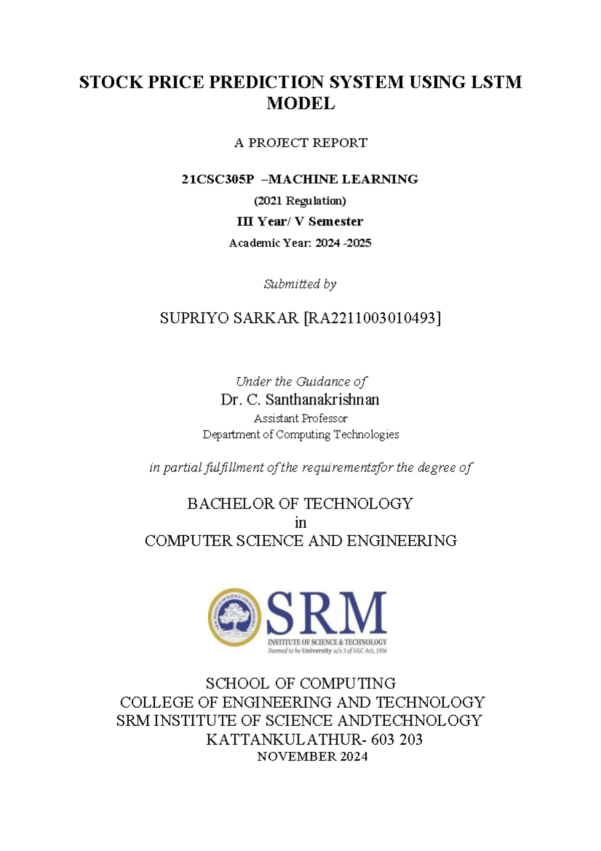 Stock Price Prediction Using Lstm Model Stock Price Prediction System Using Lstm Model A