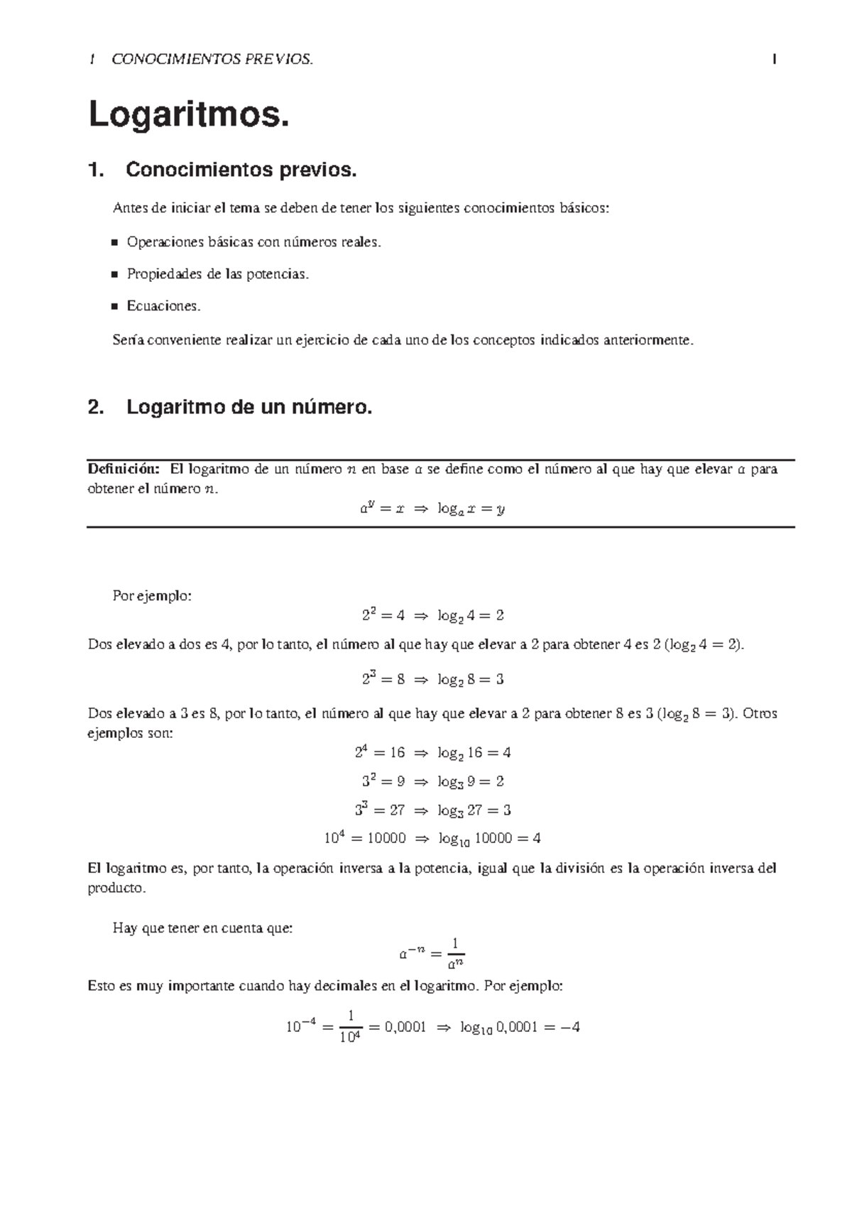 Logaritmos - definicion basica de los algoritmos y ejercicios para ...
