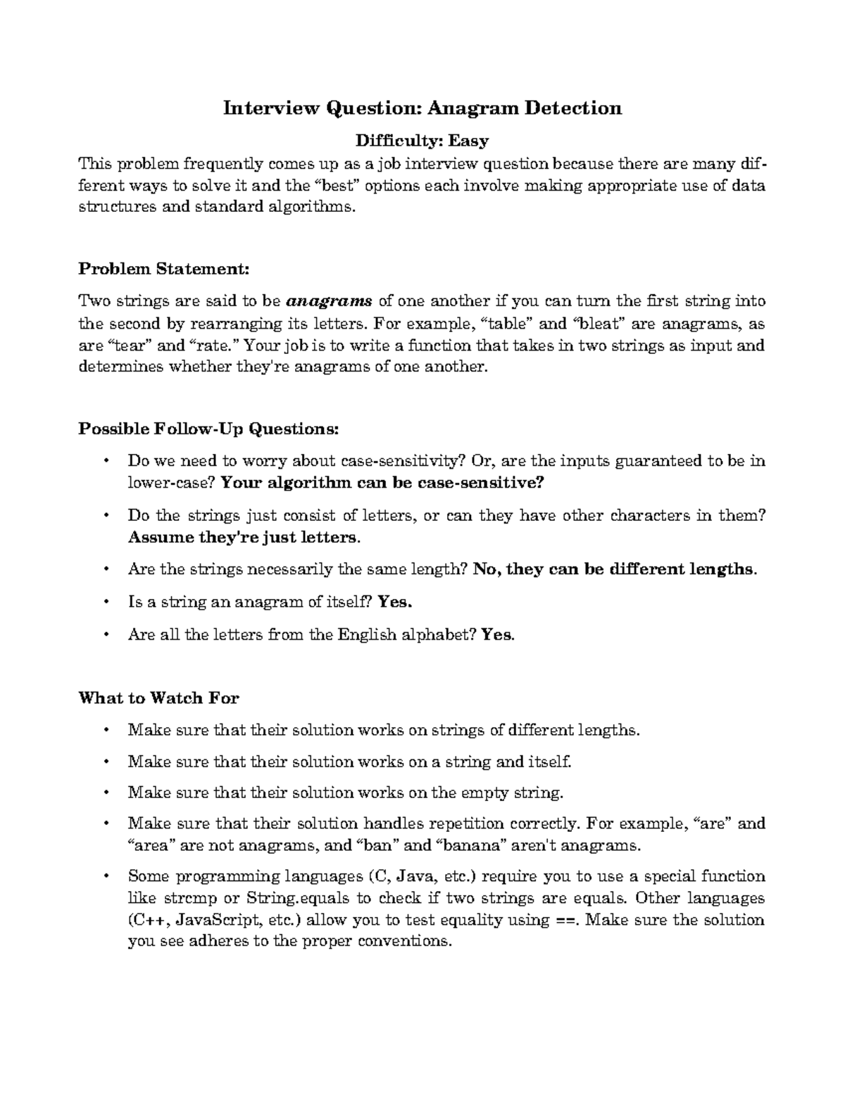 Anagrams - posiible - Interview Question: Anagram Detection Difficulty ...