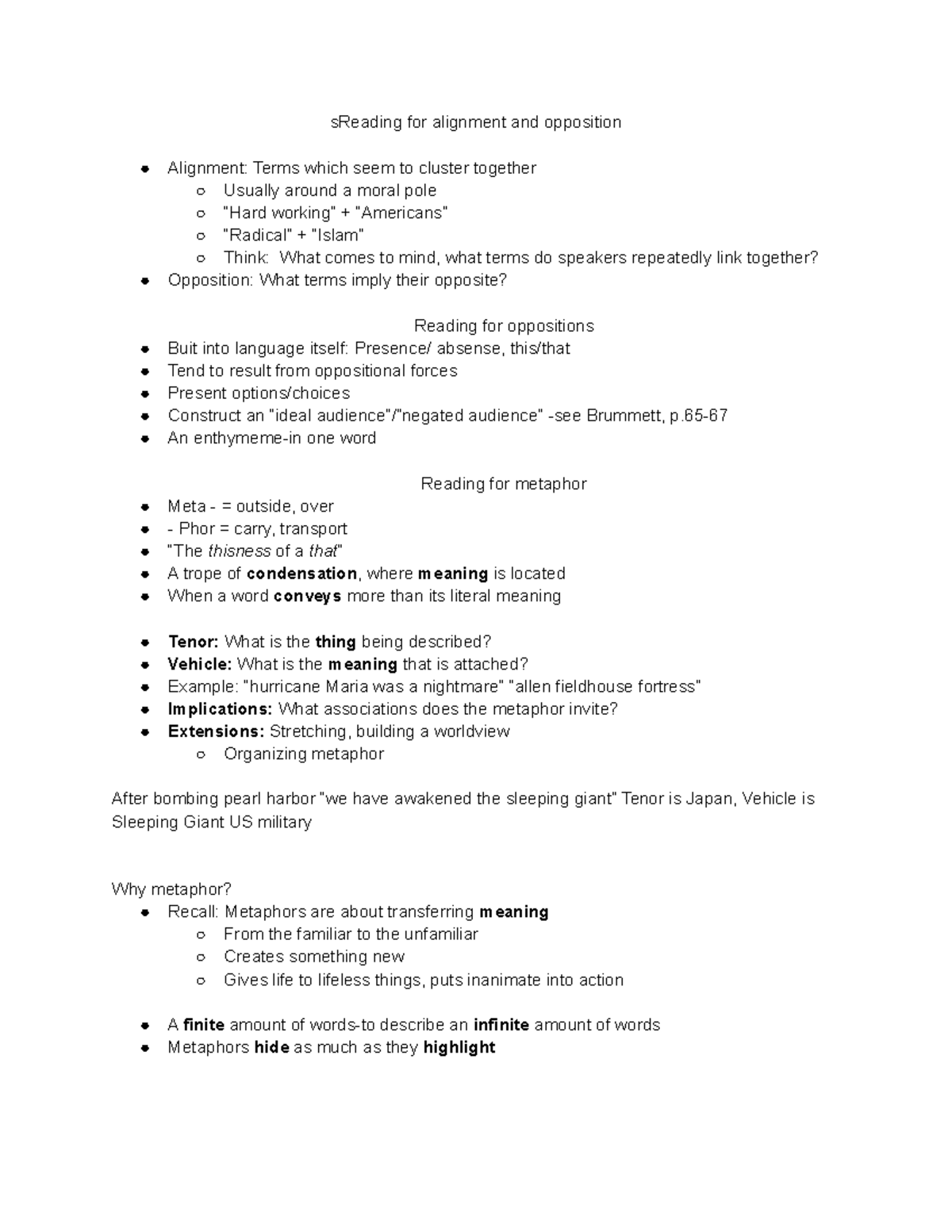 Reading for alignment and opposition - Studocu