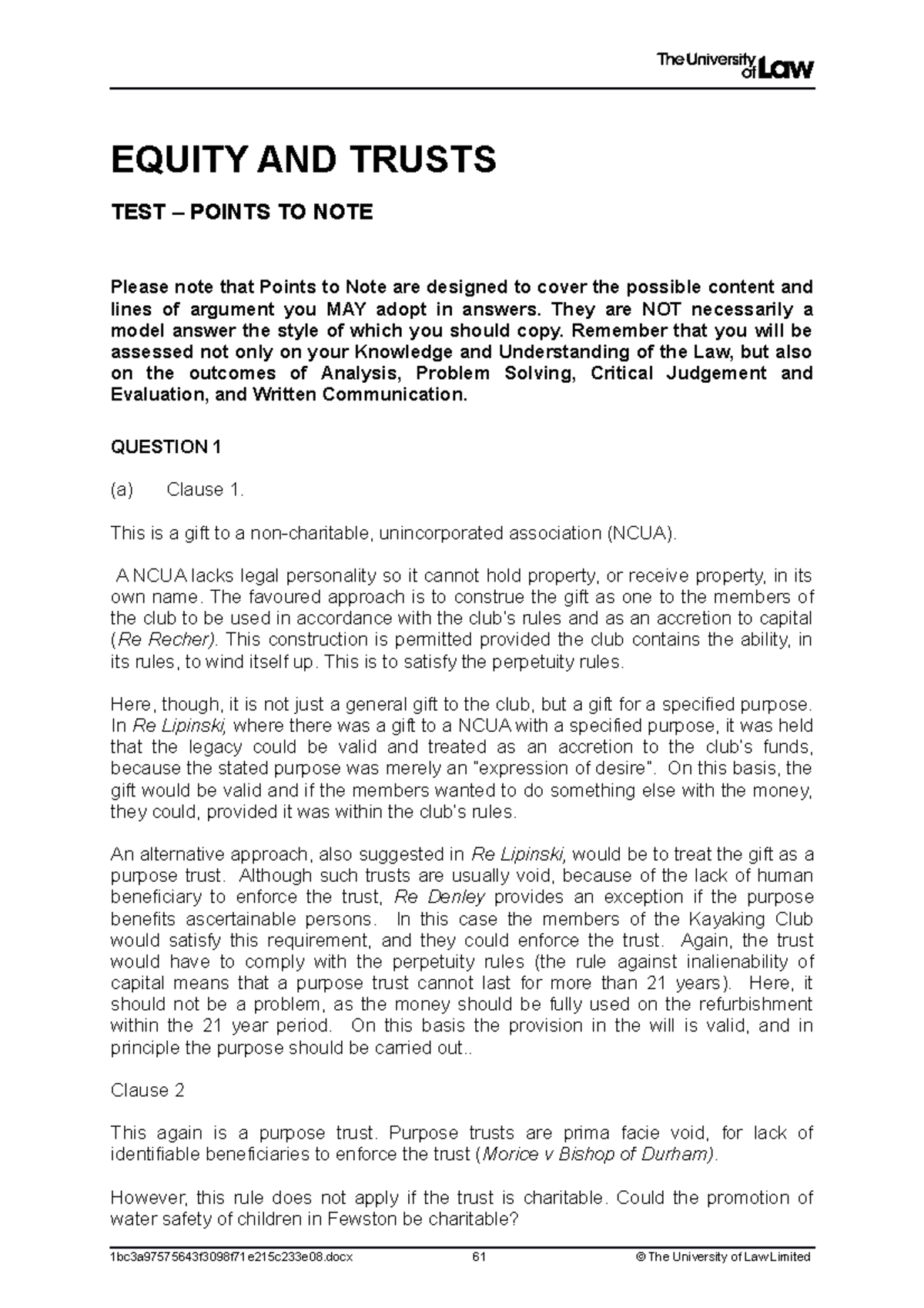 2122 a equity ce02 practice test points to note - EQUITY AND TRUSTS ...