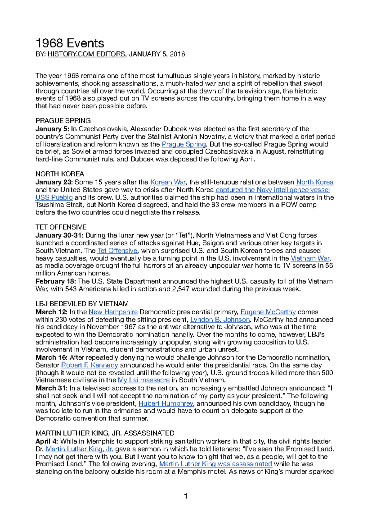TDNL US 60 70 History.com 1968 - 1968 Events BY: HISTORY EDITORS ...