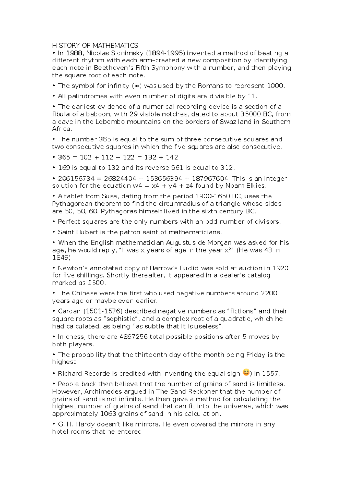 History OF Mathematics - HISTORY OF MATHEMATICS In 1988, Nicolas ...