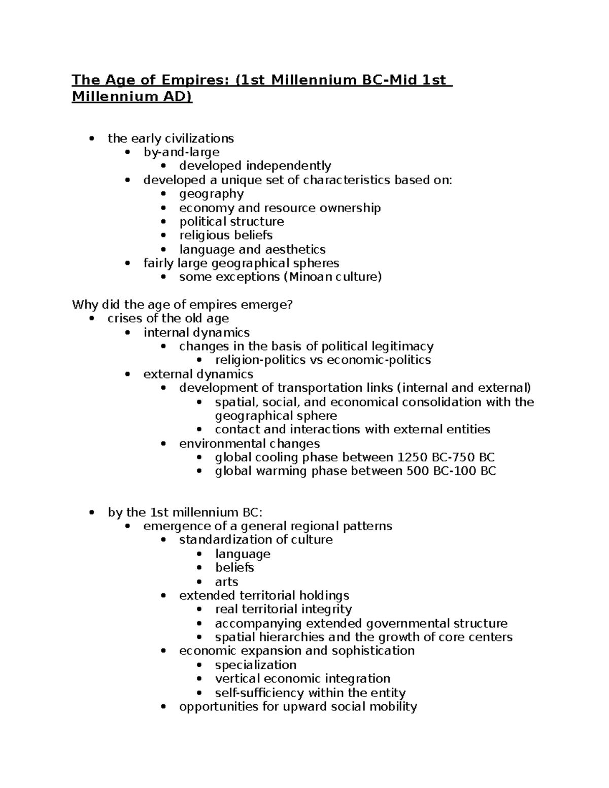 World History Chapter 2 - The Age of Empires: (1st Millennium BC-Mid ...