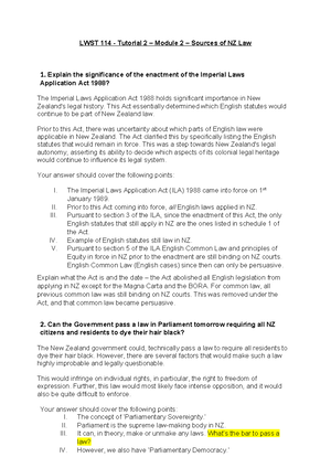 Tutorial 3 questions - LWST 114 Introduction to Commercial Law Tutorial ...