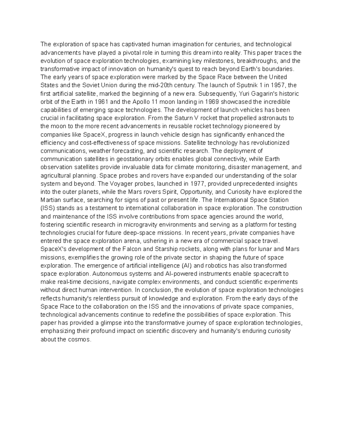 Space Exploration Technology - The exploration of space has captivated ...