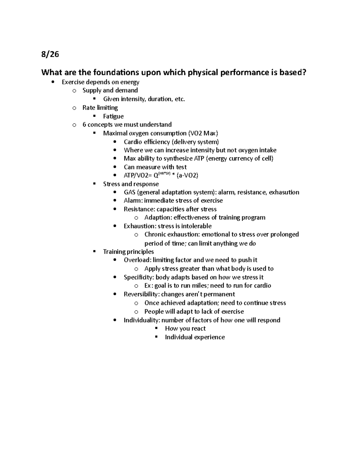 Applied Exercise Phys - Lecture notes 1-6 - 8/ What are the foundations ...
