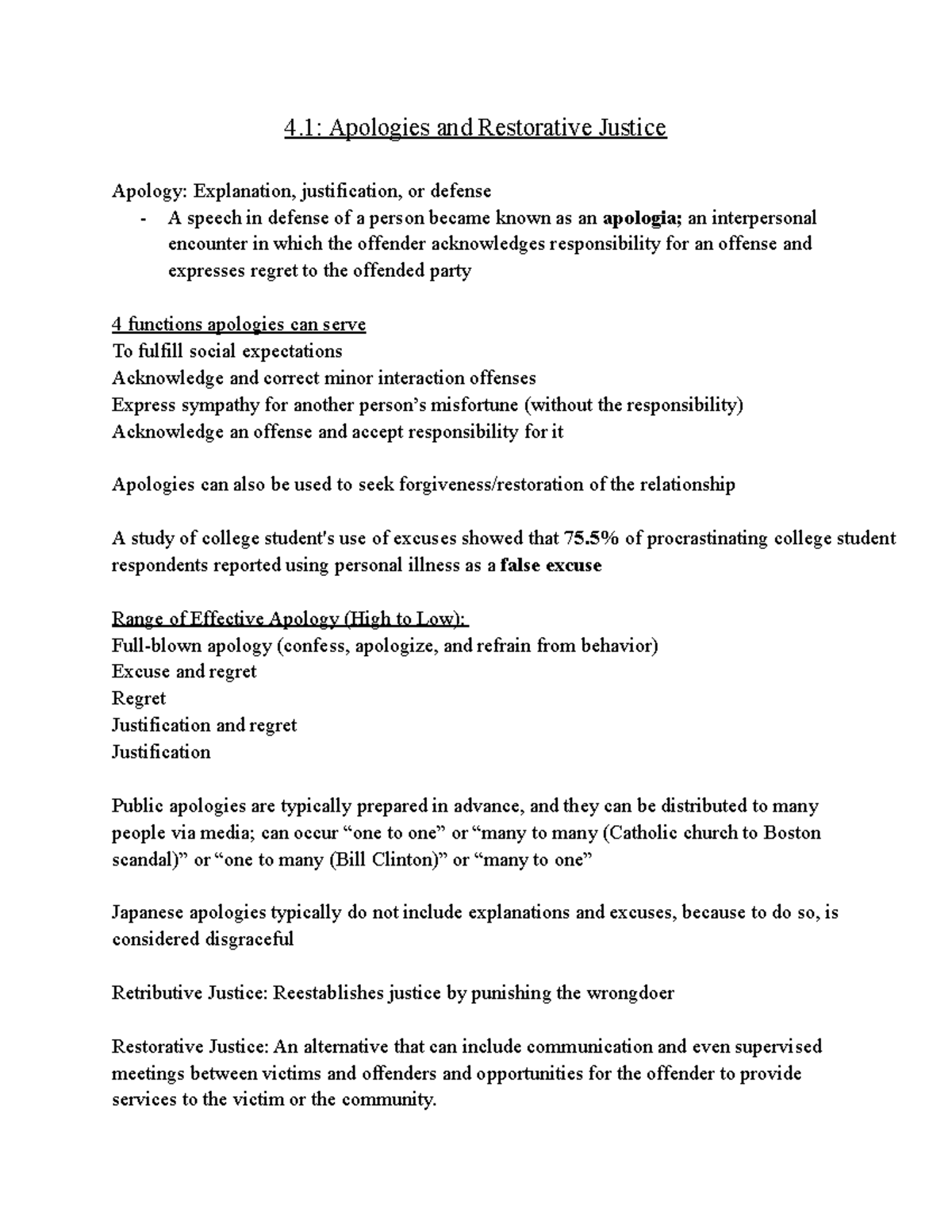 Conflict Management (4.1-4.3) - 4: Apologies and Restorative Justice ...