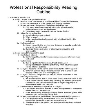 PR outline - PR OUTLINE INTRODUCTION The Legal Profession & Admission to the Bar (1-12, 14-15 ...