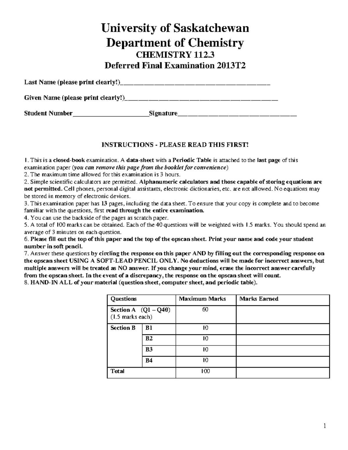 Exam 10 April 2013, Questions and Answers, Final Exam - University of ...