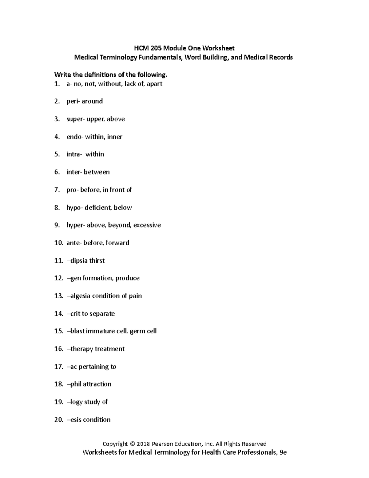 Medical Terminology Fundamentals and Word Building - Studocu