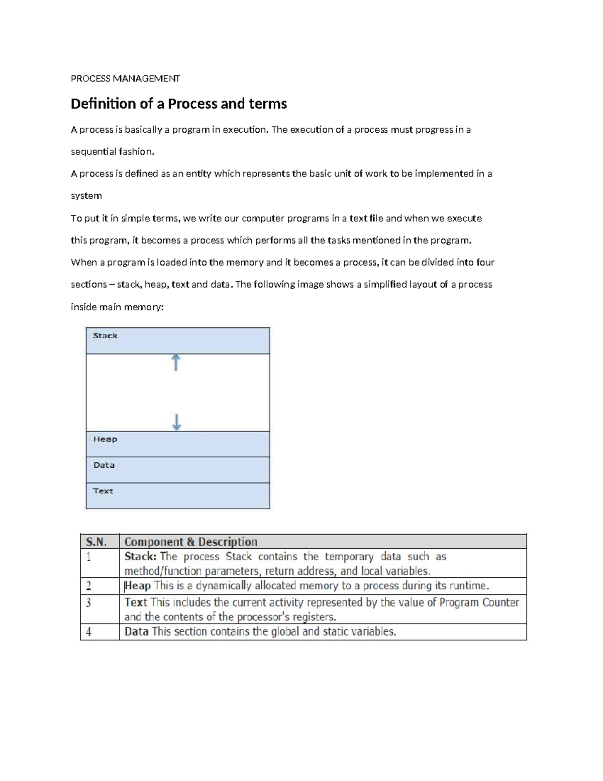 2 Process Management - PROCESS MANAGEMENT Definition of a Process and ...