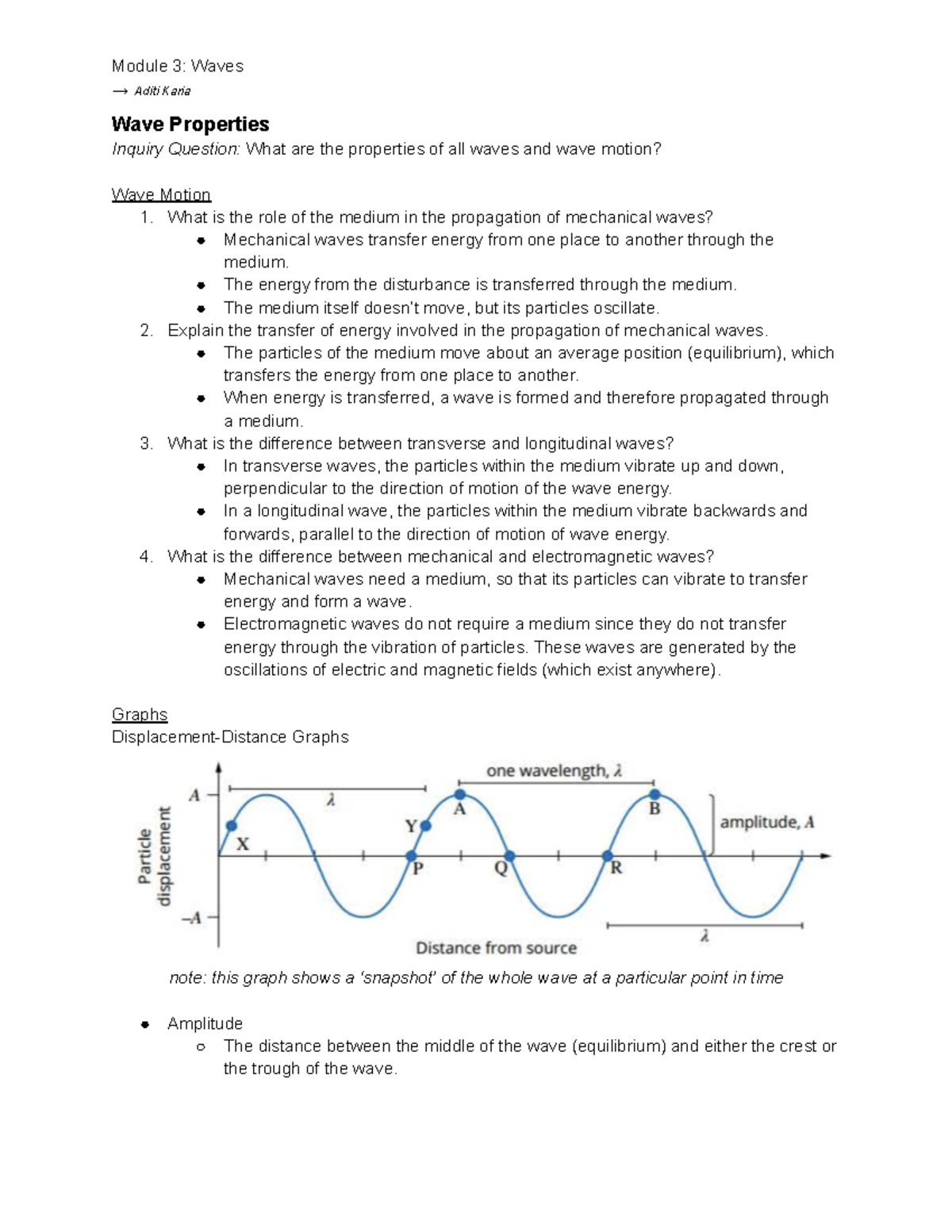 physics module 3 - waves - → Aditi Karia Wave Properties Inquiry ...
