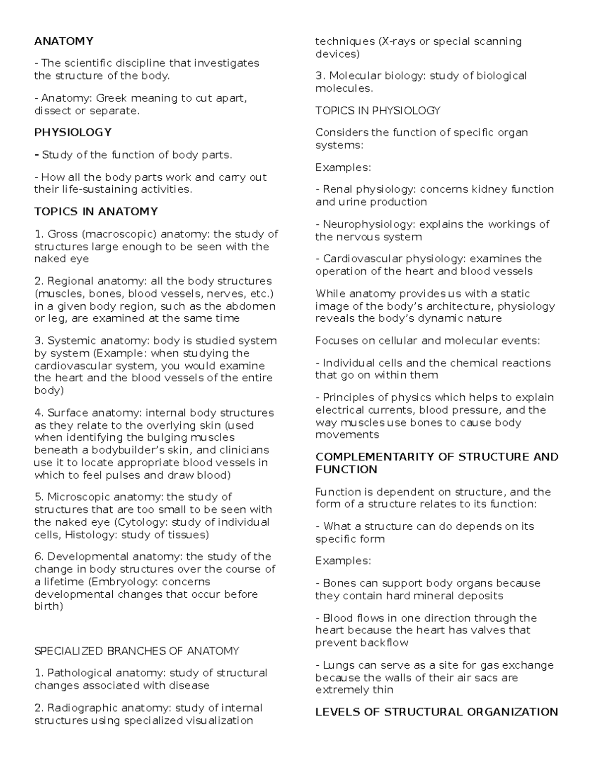 Anaphy Reviewer - ANATOMY The scientific discipline that investigates ...