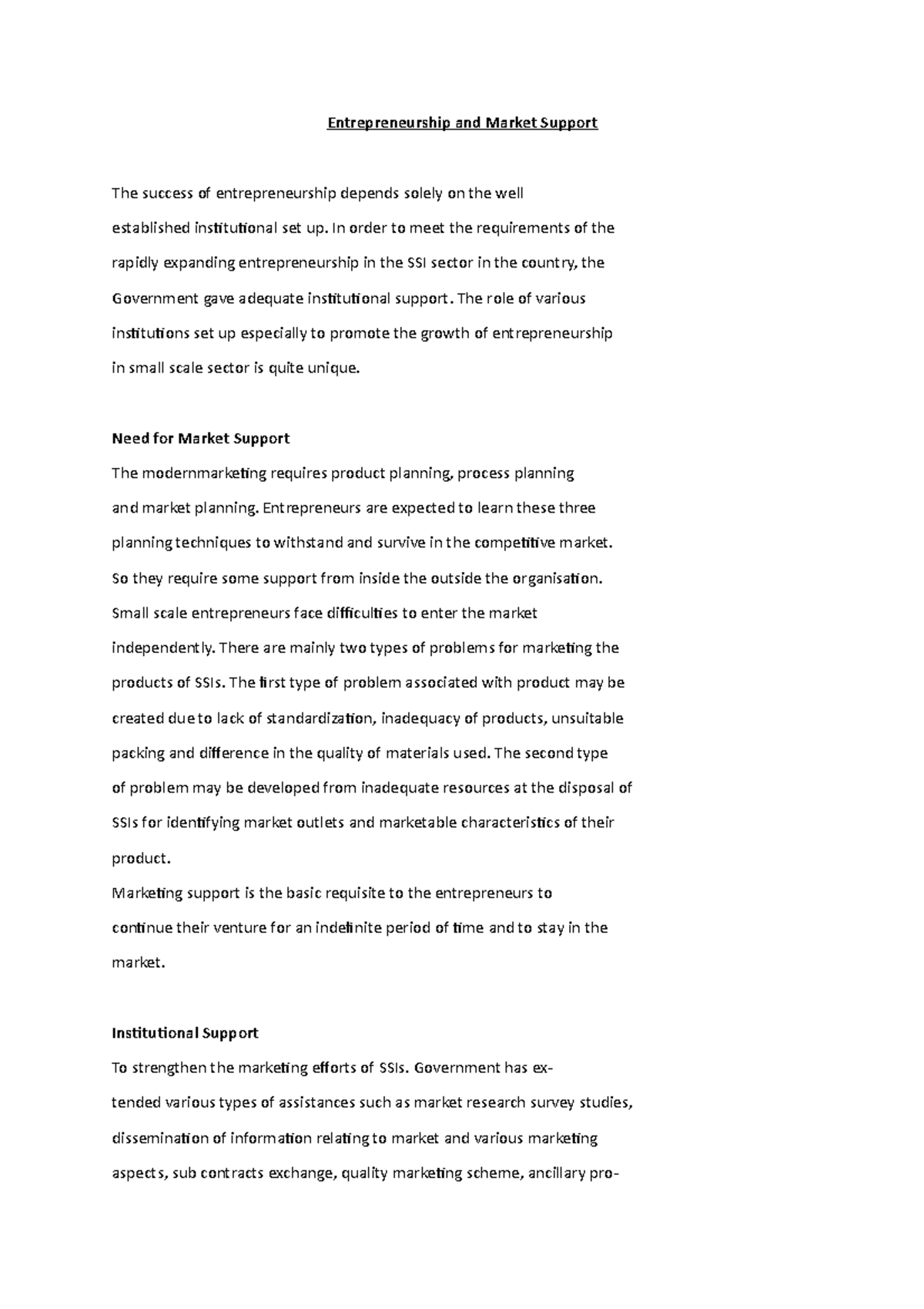 Em 21 - Short note - Entrepreneurship and Market Support The success of ...