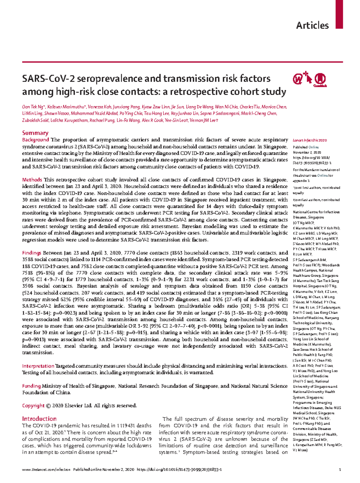 Ng- SARS-Co V-2 seroprevalence and transmission risk factors among high ...